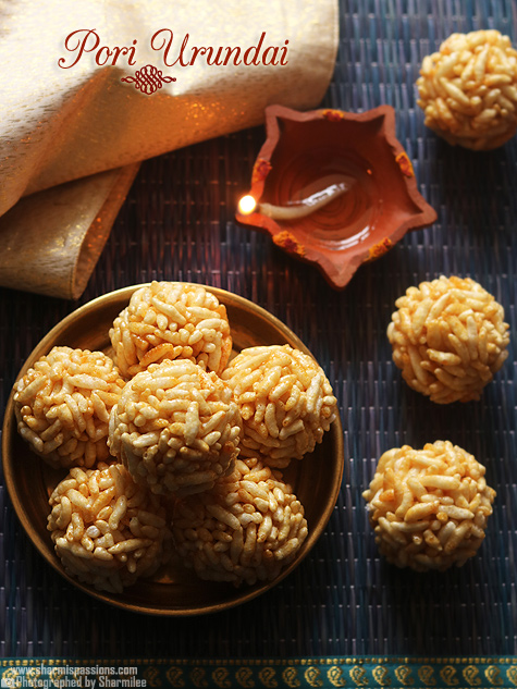Pori urundai recipe, Easy pori urundai recipe- Sharmis Passions